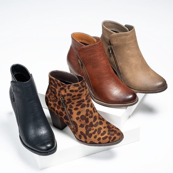 Pierre Dumas | Shoes | Leopard Print Double Zipper Block Heel Booties ...